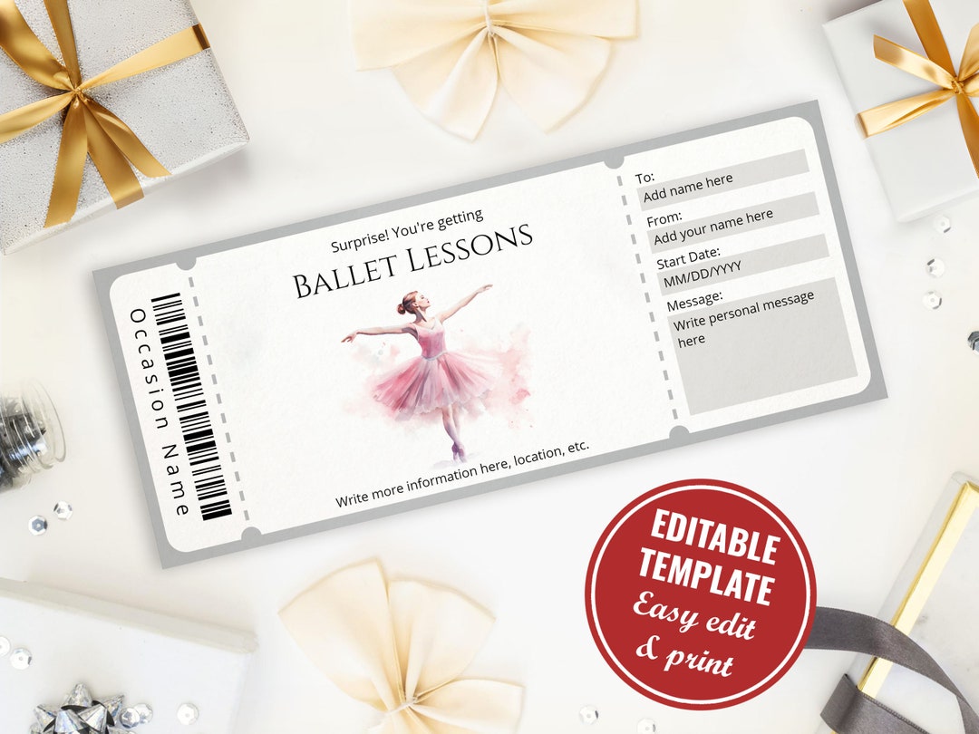 Editable Ballet Class Gift Certificate Template for Ballet Lovers ...