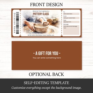 Editable Watercolor Pottery Class Gift Certificate Template, Pottery ...