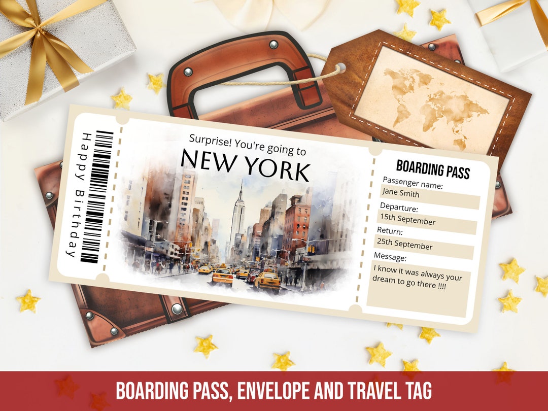 Editable New York Boarding Pass Template, Personalized Printable ...