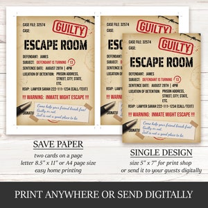 Jail Breakout Escape Room Birthday Invitation, Editable Prison Breakout ...