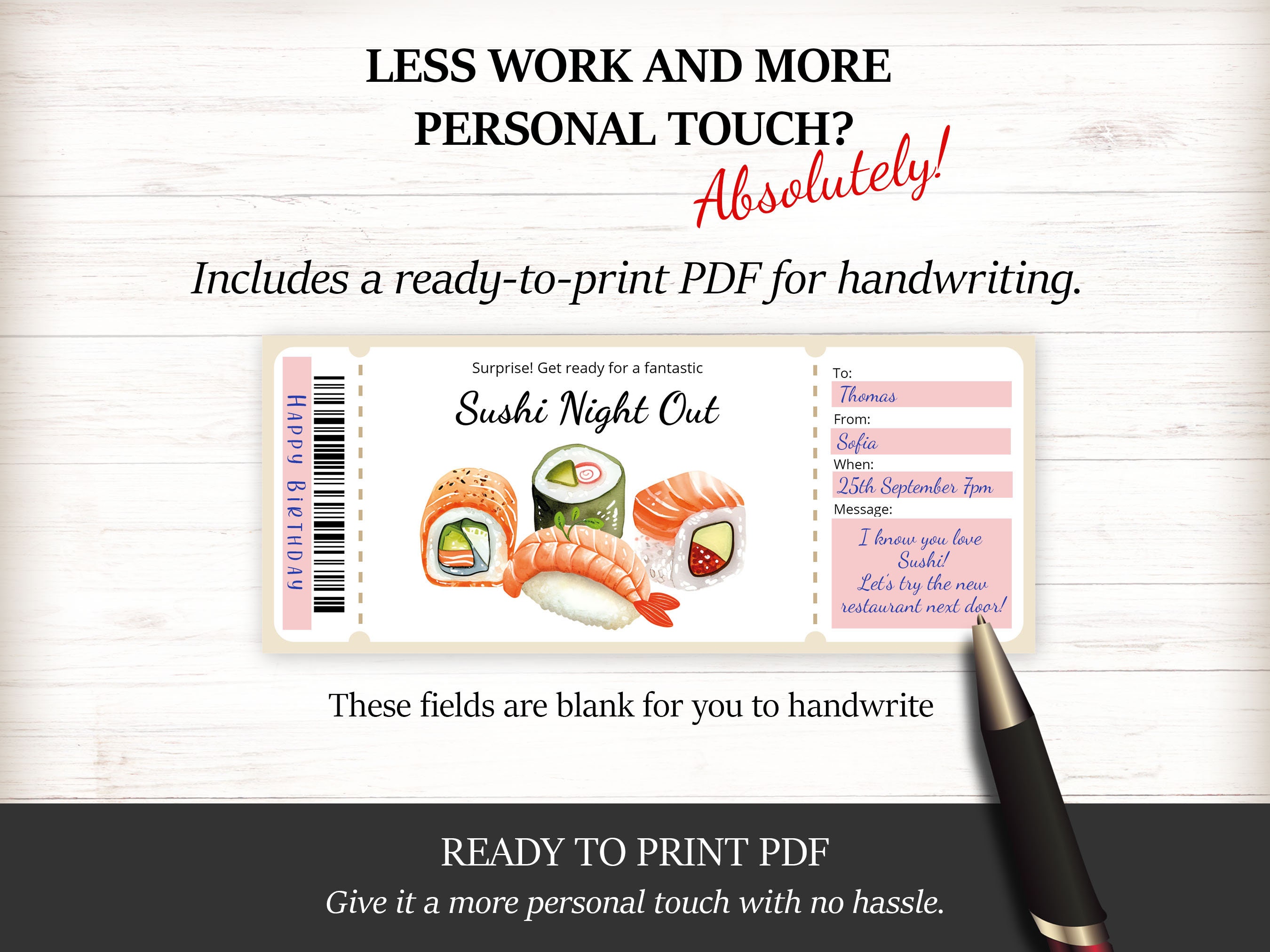 Editable Sushi Night Out Gift Certificate Template for Sushi Lover ...