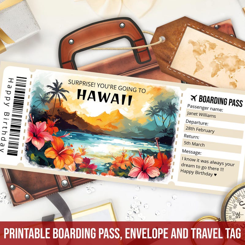 Hawaii Plane Ticket Card - Etsy