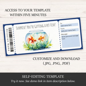 Editable Fish Gift Certificate Template for Fish Lover, Personalized ...