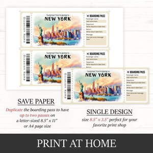 New York Boarding Pass Template, Editable and Printable Surprise New ...