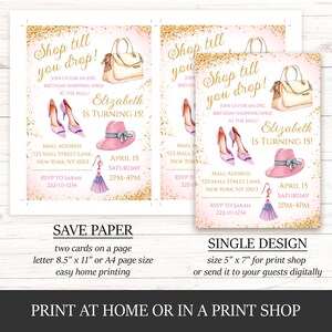 Customizable Shopping Spree Birthday Invitation Template for Girl, Shop ...