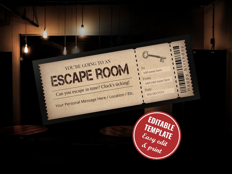 Editable Escape Room Last Minute Printable Gift Voucher for Instant ...
