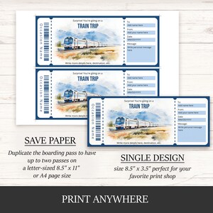 Editable Watercolor Train Ticket Template, Railway Ticket Surprise Gift ...