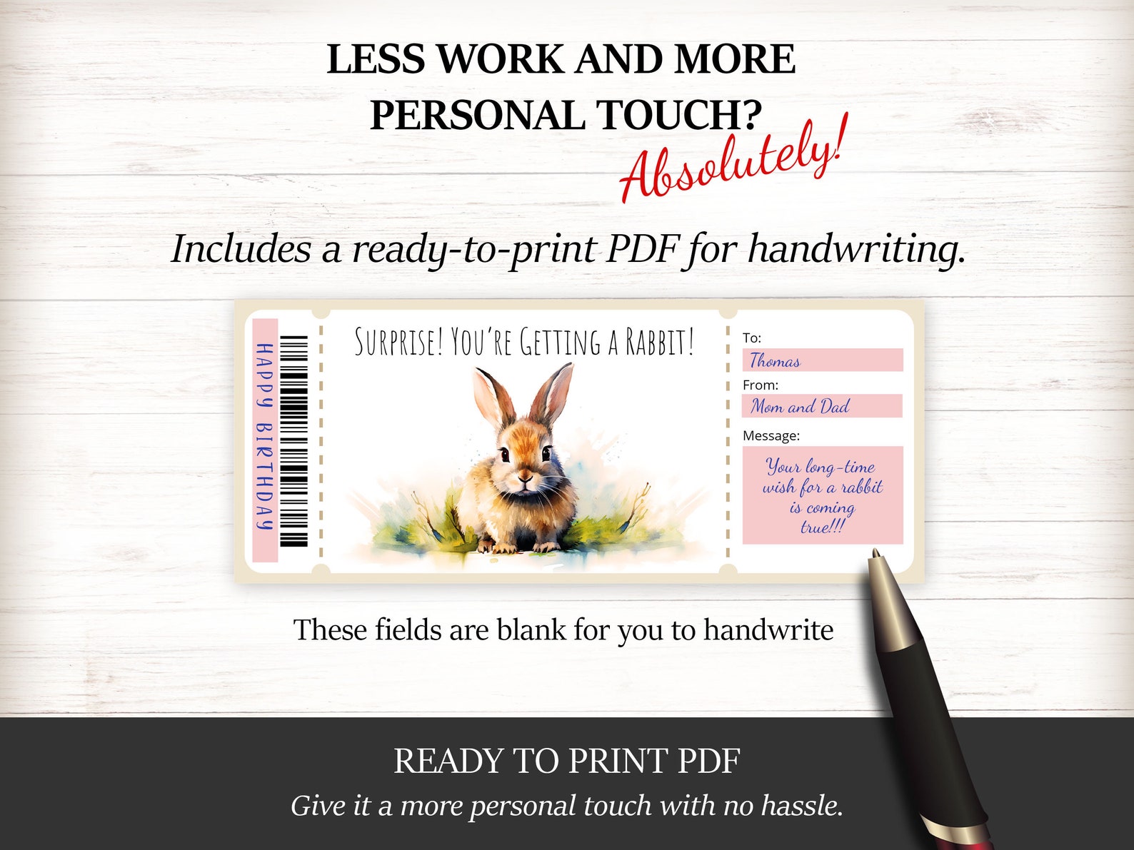 Editable Rabbit Gift Certificate Template for Rabbit Lover ...
