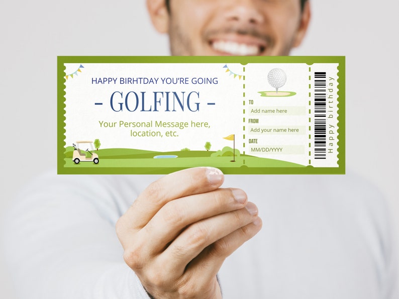 Surprise Printable Golf Ticket Voucher Template Golf Birthday - Etsy