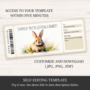 Editable Rabbit Gift Certificate Template for Rabbit Lover ...