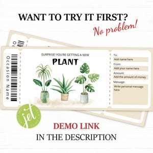Editable Plant Gift Certificate Template for Plant Lover, Printable ...