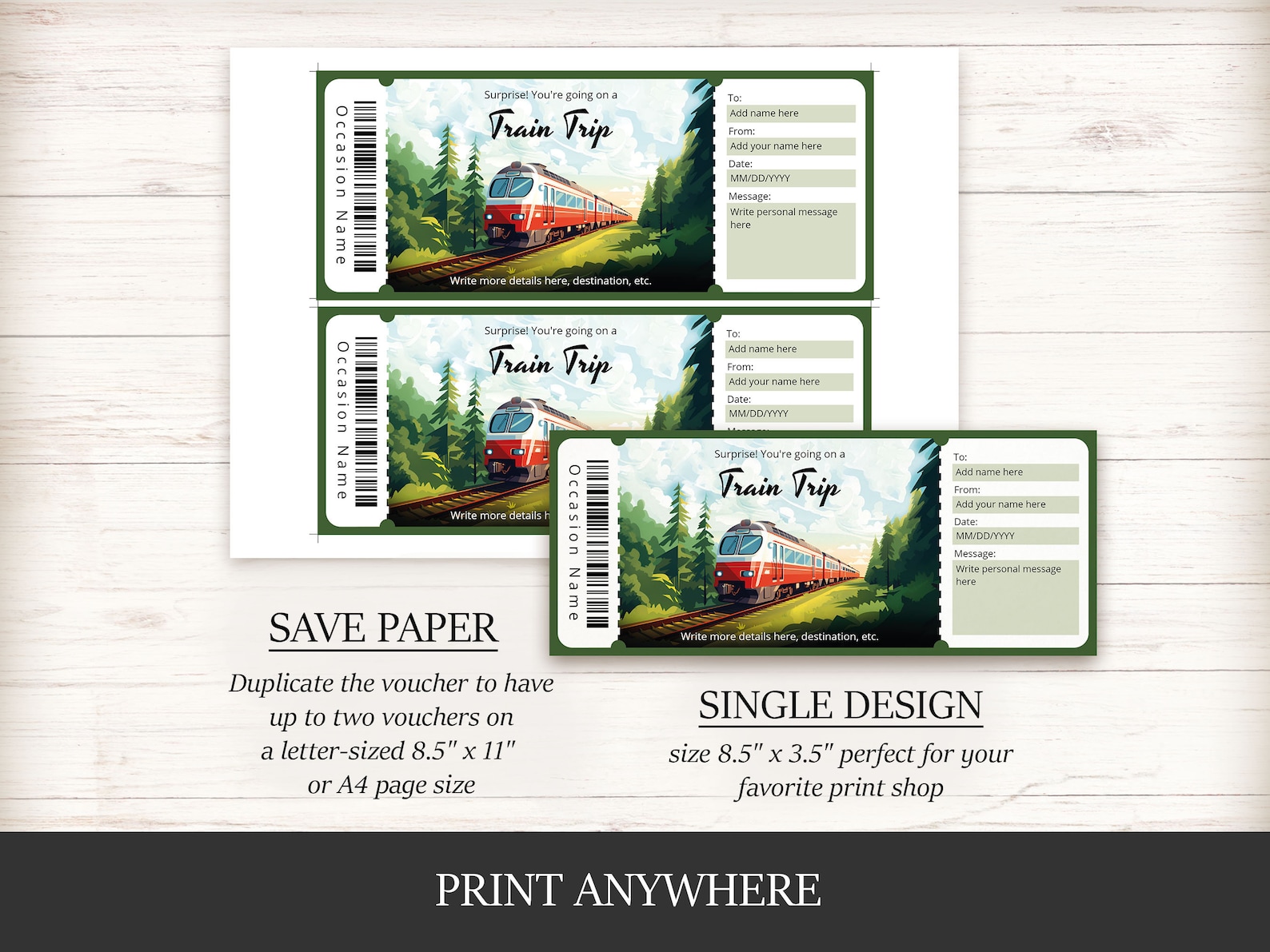Editable Train Ticket Template, Railway Ticket Surprise Gift Voucher ...