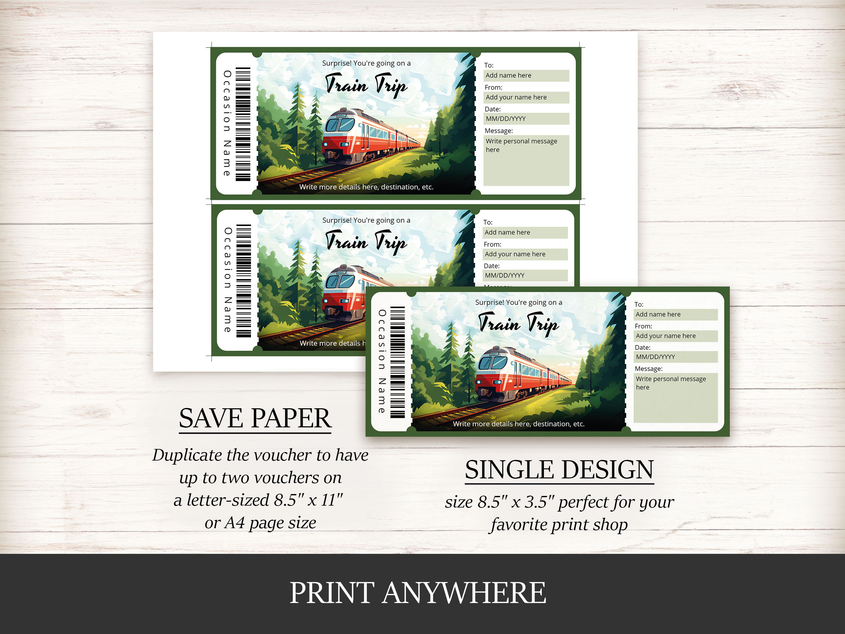 Editable Train Ticket Template, Railway Ticket Surprise Gift Voucher ...