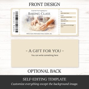 Editable Baking Class Gift Certificate Template, Watercolor Surprise ...