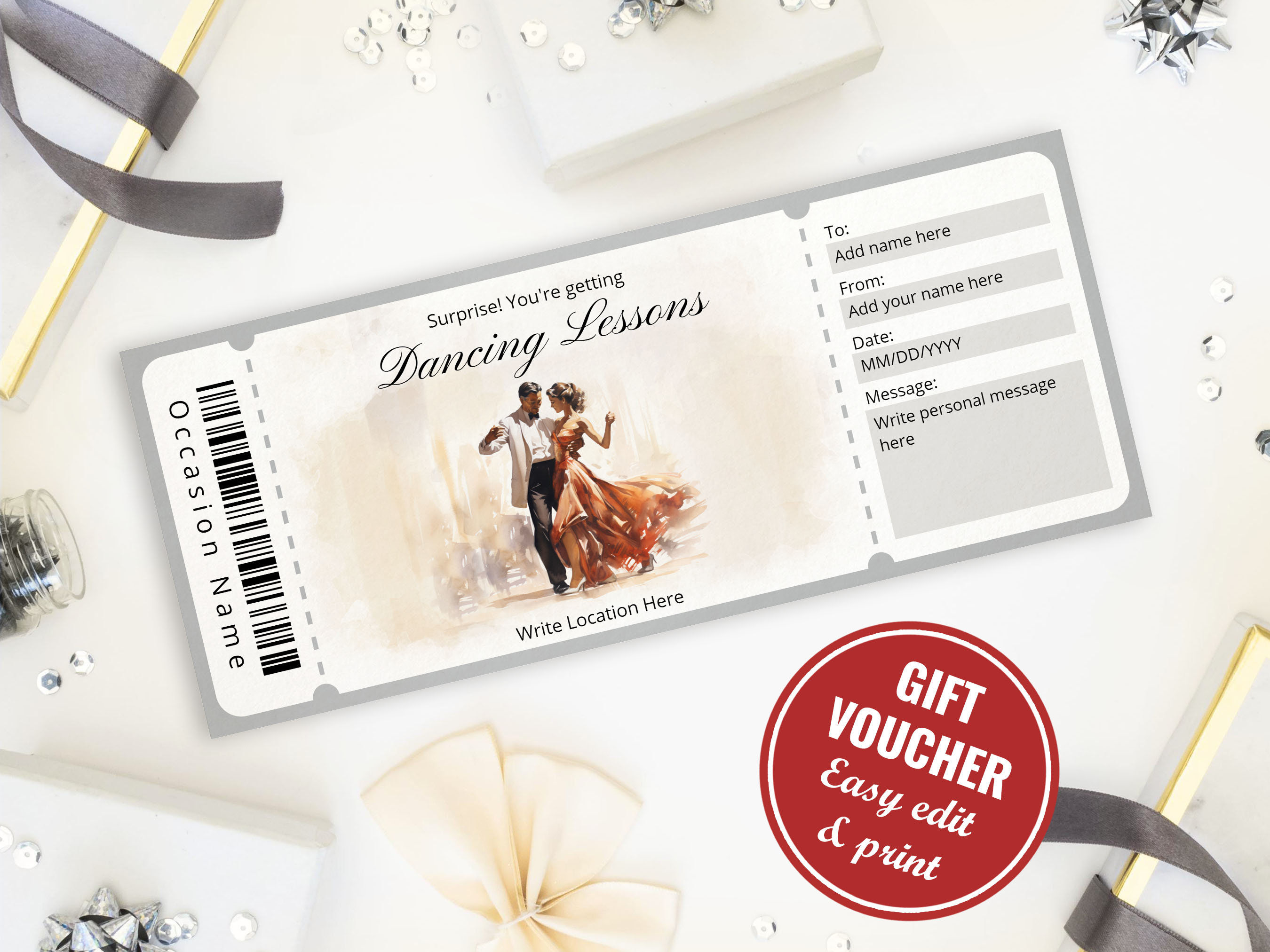 Editable Watercolor Dancing Lessons Gift Certificate Template ...