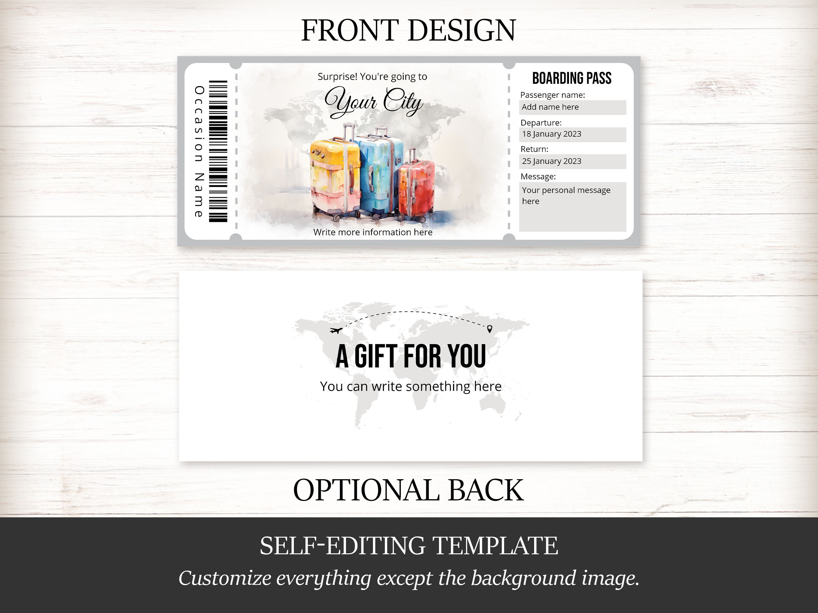 Editable Boarding Pass Template, Printable Personalized Gift Surprise ...