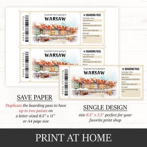 Editable Warsaw Boarding Pass Template, Printable Digital Watercolor ...