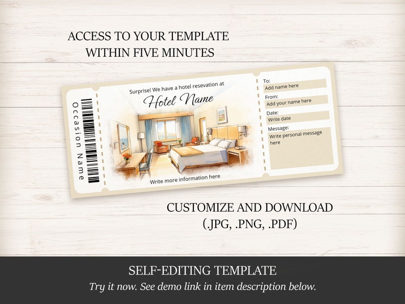 Watercolor Hotel Reservation Voucher Gift Certificate Template ...