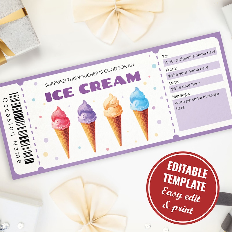 Free Icecream Ticket - Etsy