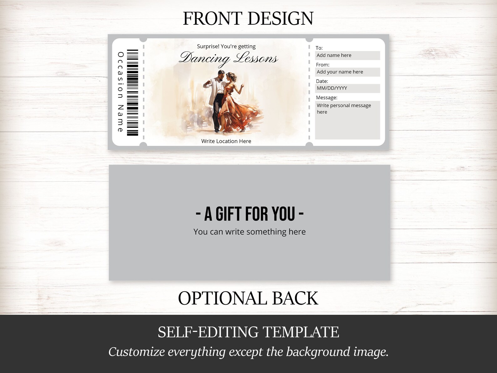 Editable Watercolor Dancing Lessons Gift Certificate Template ...
