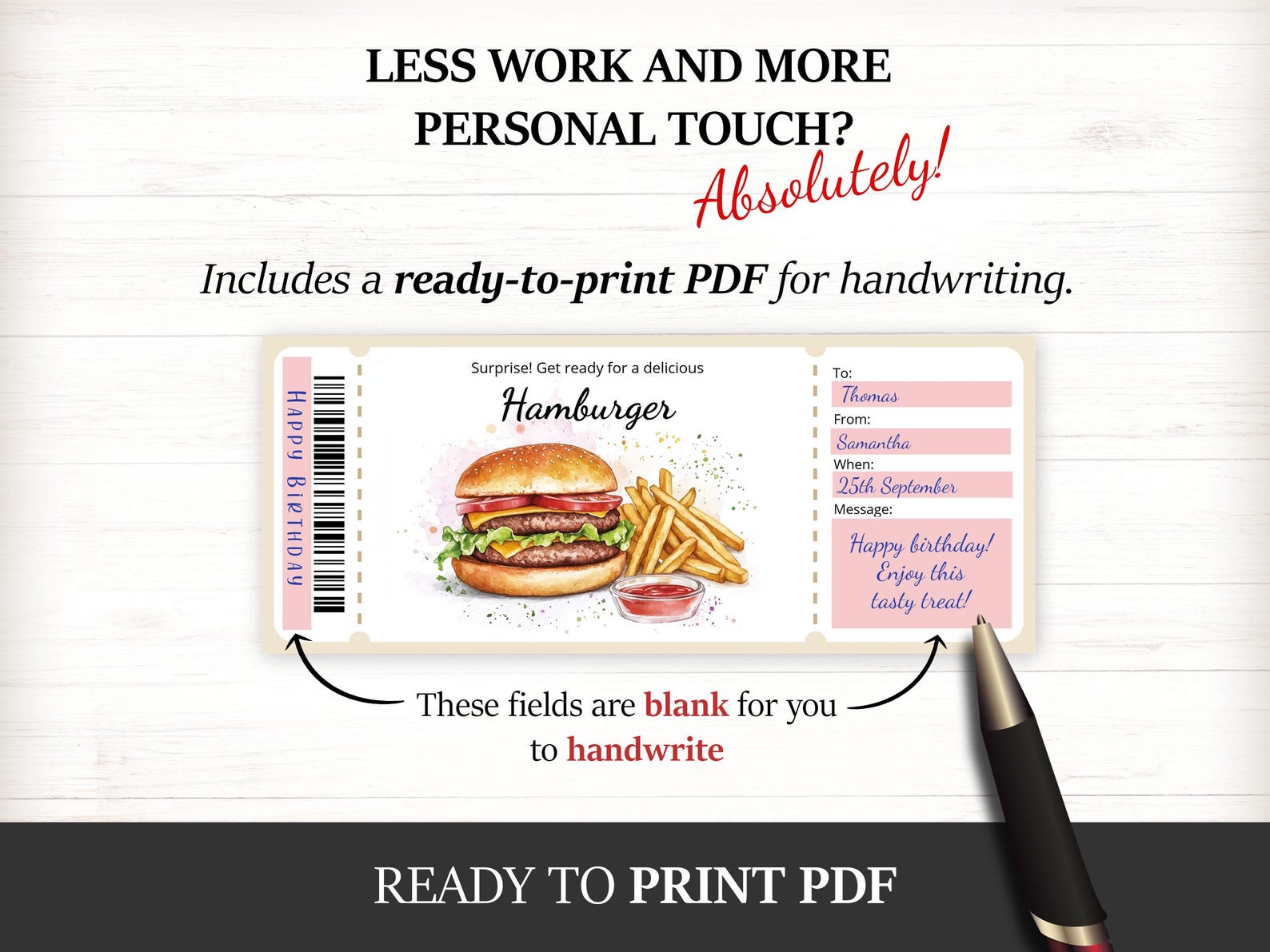 Editable Hamburger Gift Certificate Template for Burger and BBQ Lovers ...
