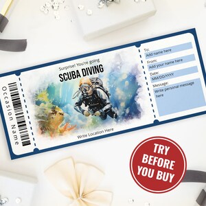 Editable Watercolor Scuba Diving Gift Certificate Template - Perfect ...