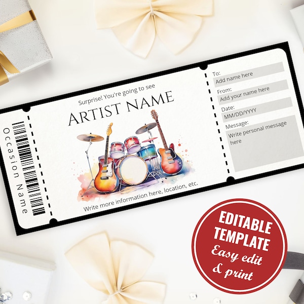 Concert Ticket Template - Etsy