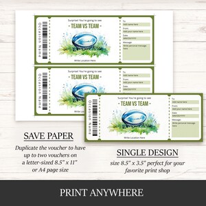 Surprise Rugby Game Ticket Template, Customizable and Printable Rugby ...