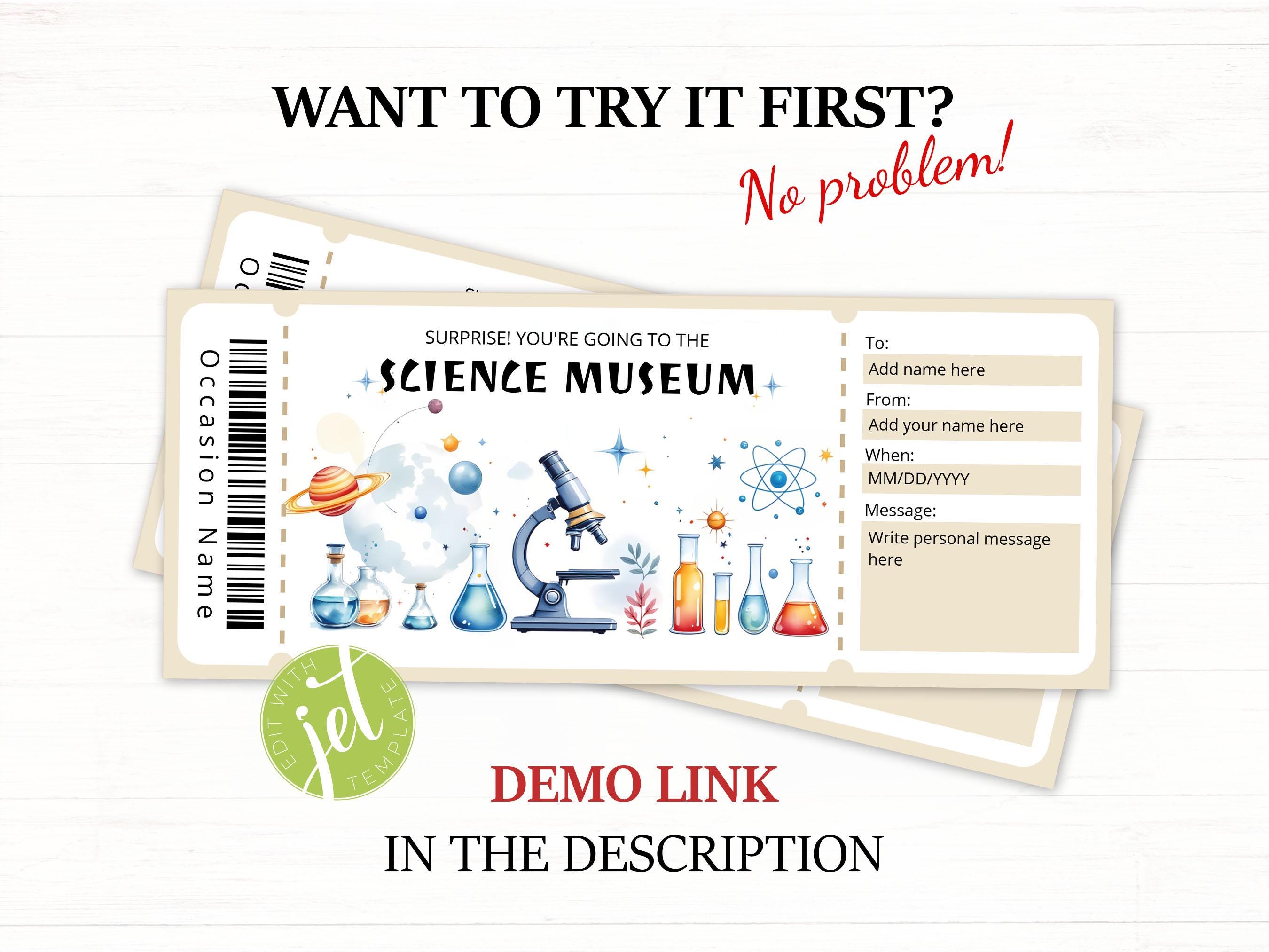 Editable Science Museum Gift Certificate Template for Kids, Printable ...