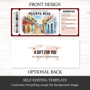 Printable Puerto Rico Boarding Pass Template, Personalized Editable ...