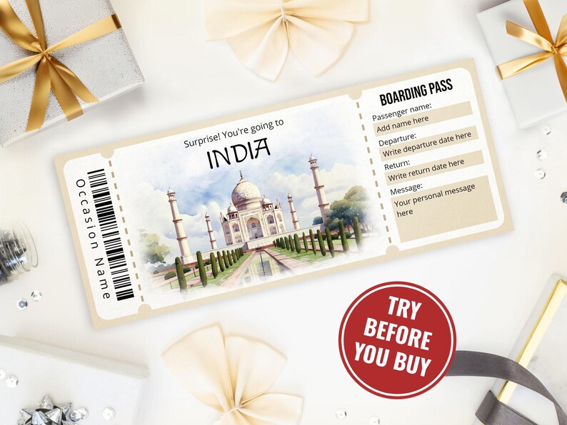 Editable India Boarding Pass Template, Surprise India Trip Reveal ...