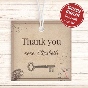 Editable Escape Room Favor Tag, Escape Room Themed Party Thank You Tag ...