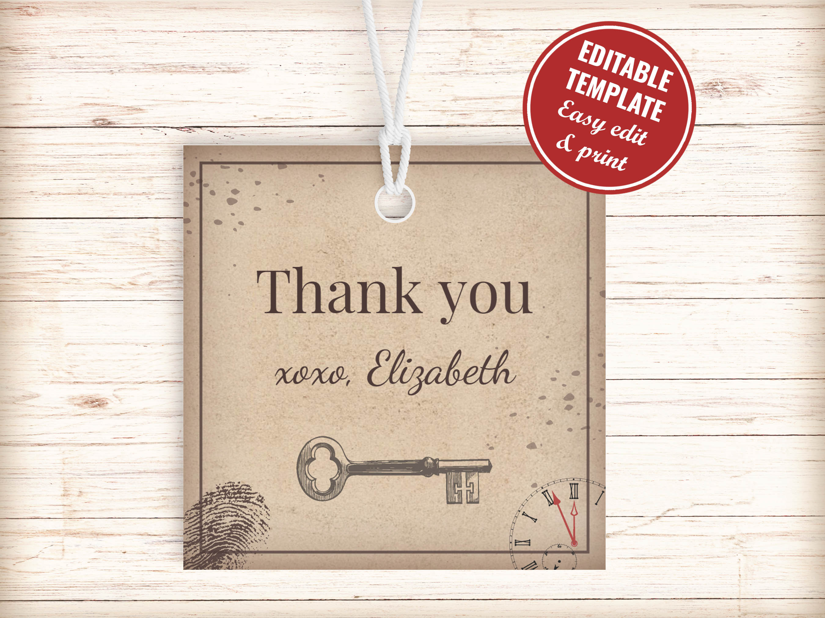 Editable Escape Room Favor Tag, Escape Room Themed Party Thank You Tag ...