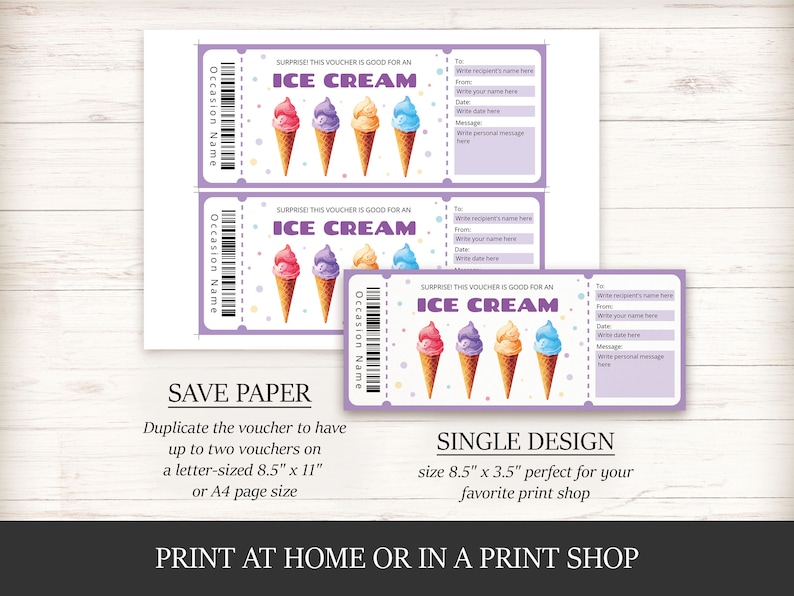 Editable Ice Cream Gift Certificate Template, Printable Sundae Lover ...
