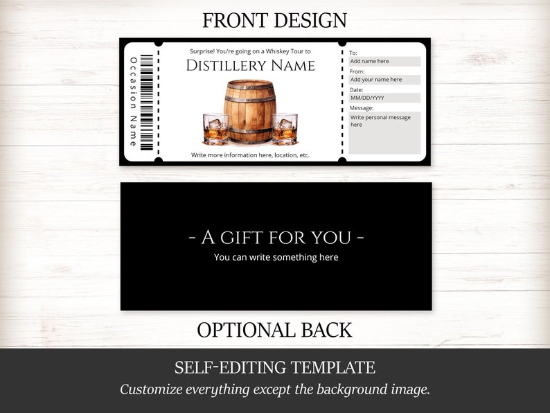 Editable Whiskey Tour Gift Certificate Template, Printable Whiskey ...