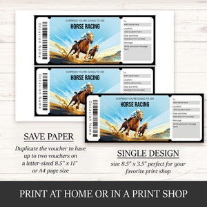 Surprise Horse Racing Ticket Template, Customizable and Printable Horse ...