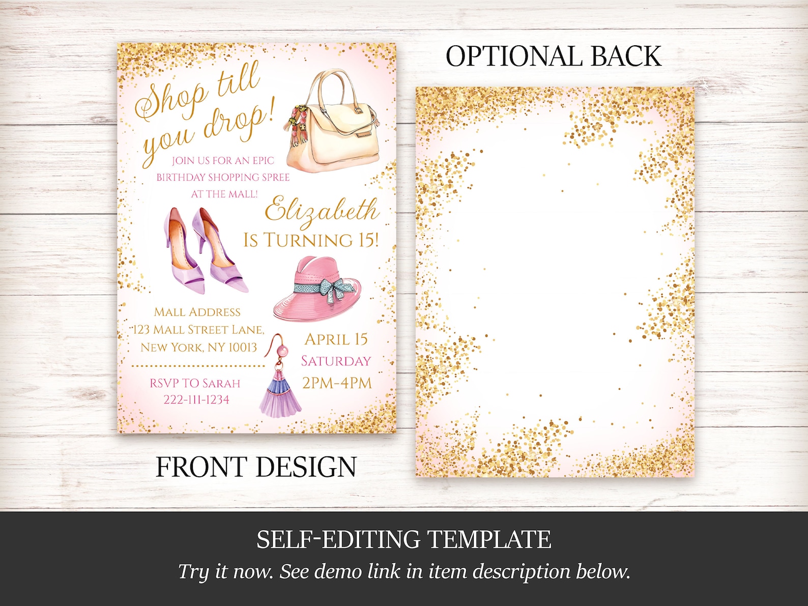 Customizable Shopping Spree Birthday Invitation Template for Girl, Shop ...