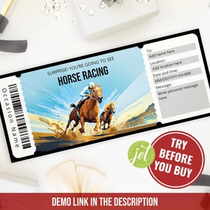 Surprise Horse Racing Ticket Template, Customizable and Printable Horse ...