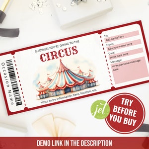 Surprise Circus Gift Certificate Template, Customizable and Printable ...