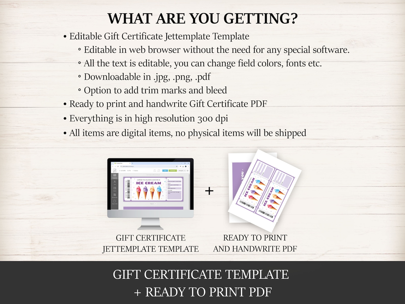 Editable Ice Cream Gift Certificate Template, Printable Sundae Lover ...