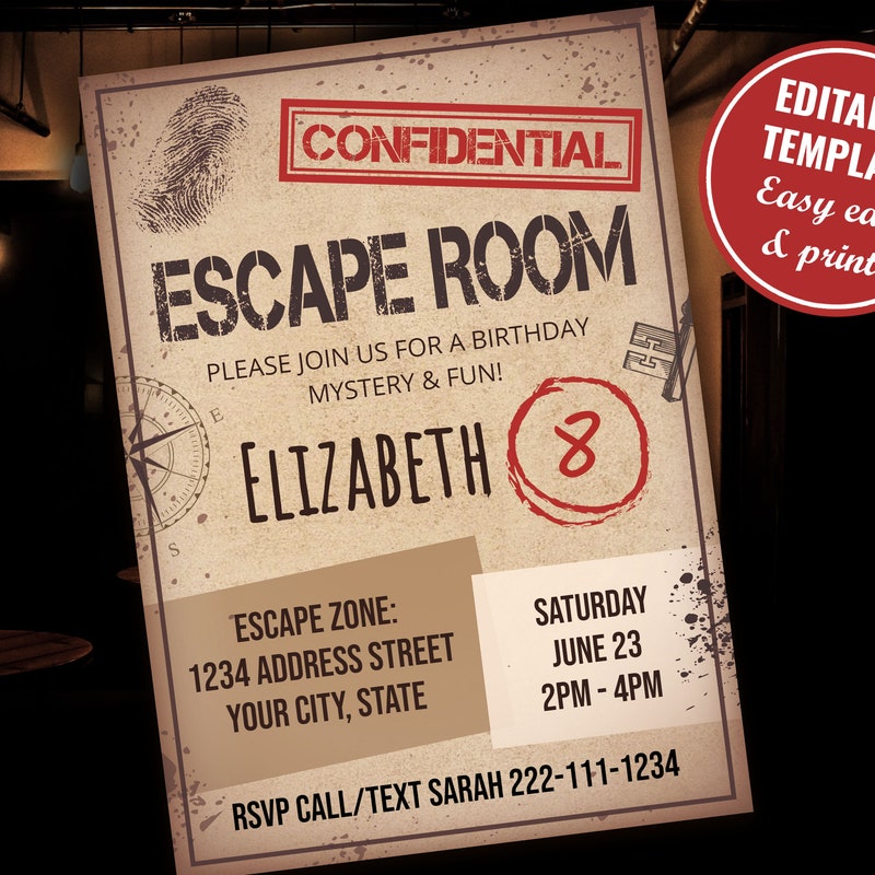 Escape Room Invitations - Etsy