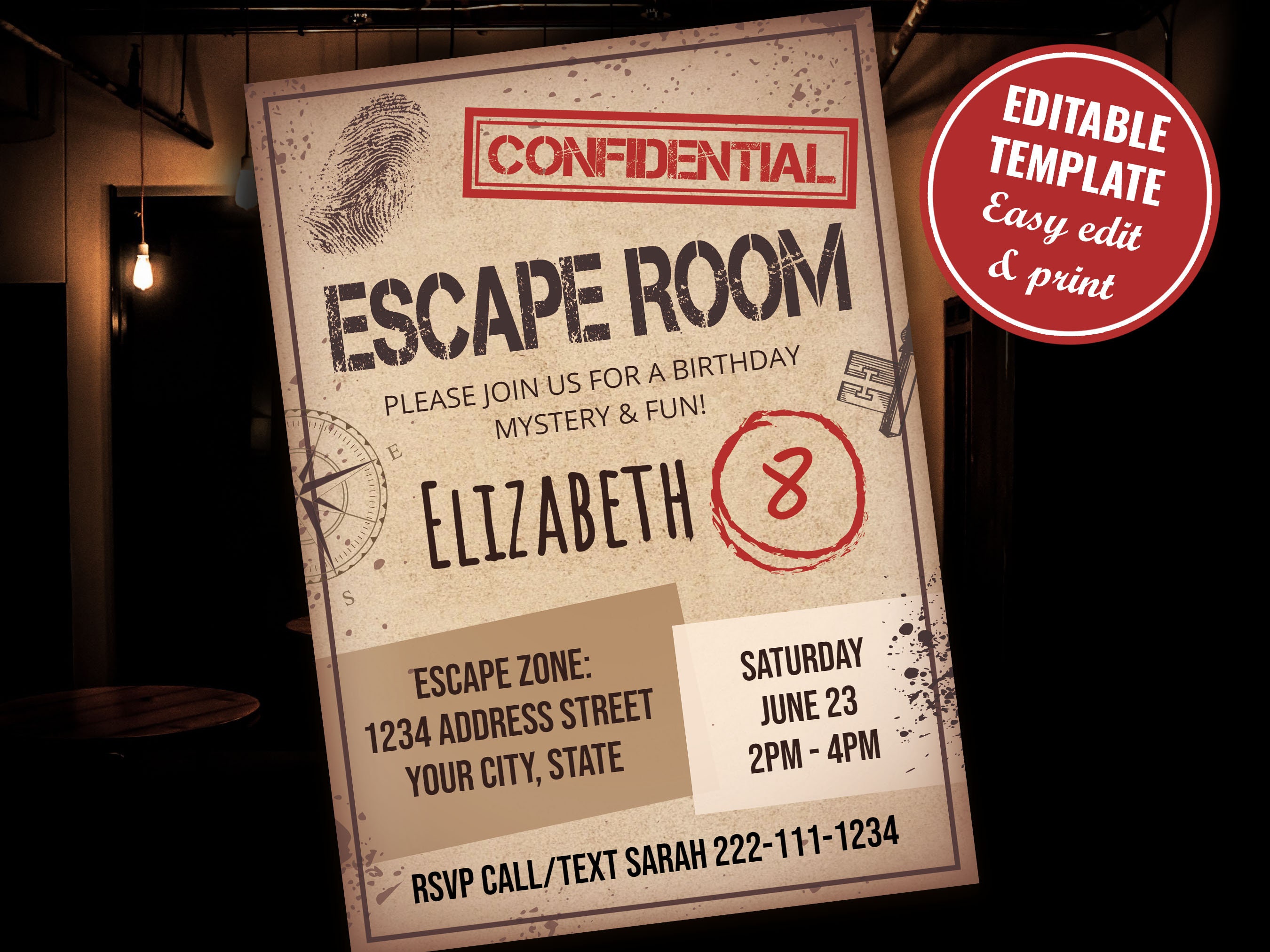Escape Room Birthday Invitation Editable Escape Room - Etsy