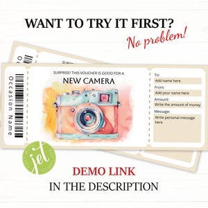 Editable New Camera Gift Certificate Template for Photography Lover ...