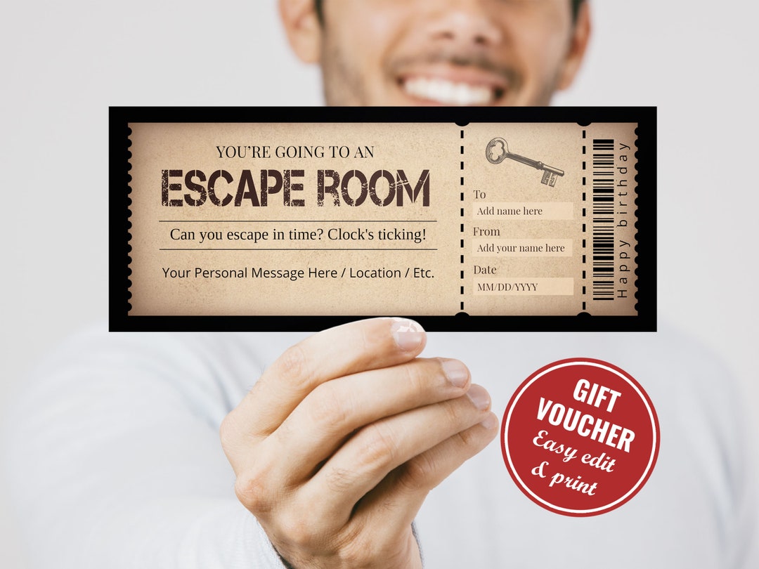 Editable Escape Room Last Minute Printable Gift Voucher for - Etsy UK