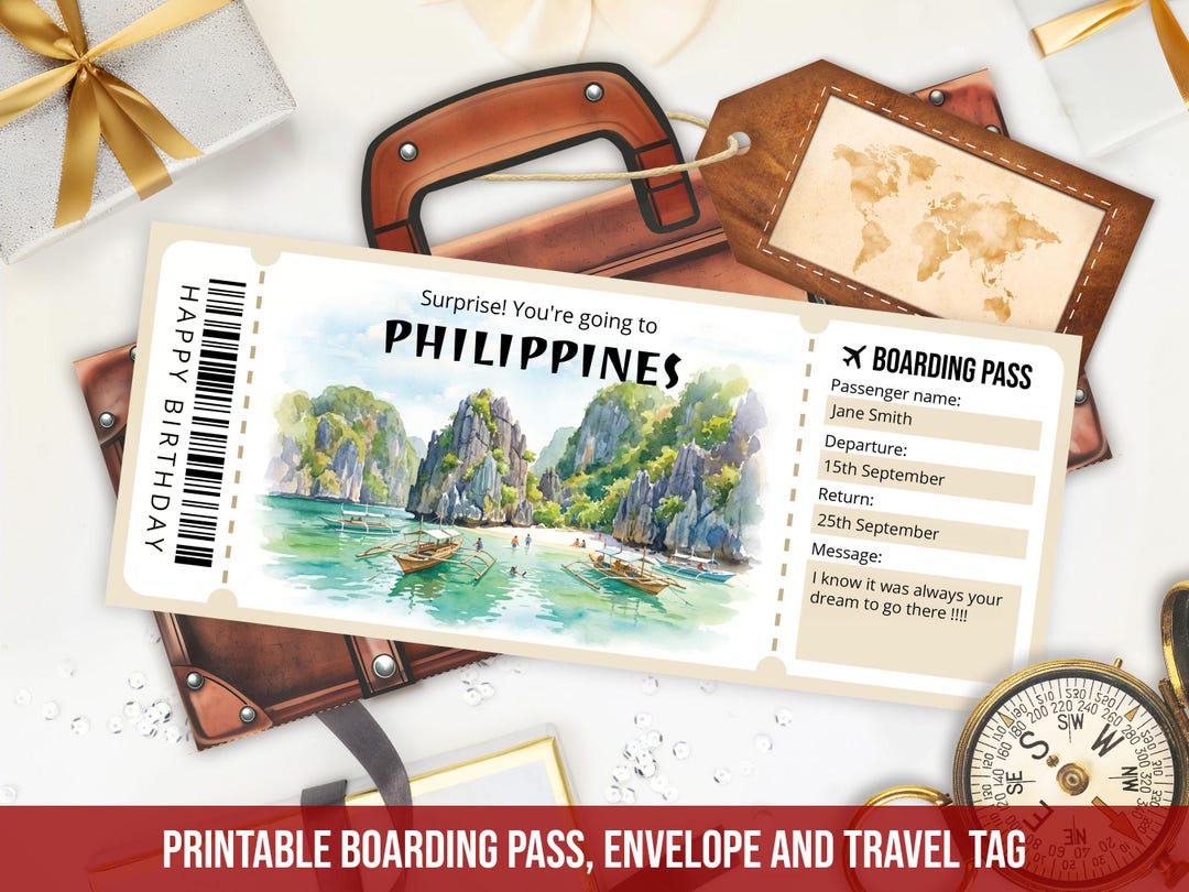 Philippines Boarding Pass Template, Printable Surprise Philippines Trip ...