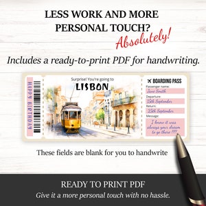Editable Lisbon Boarding Pass Template, Personalized Gift Printable ...