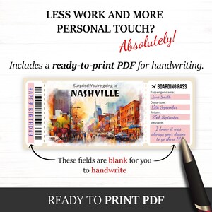 Editable Nashville Boarding Pass Template, Surprise Trip to Nashville ...