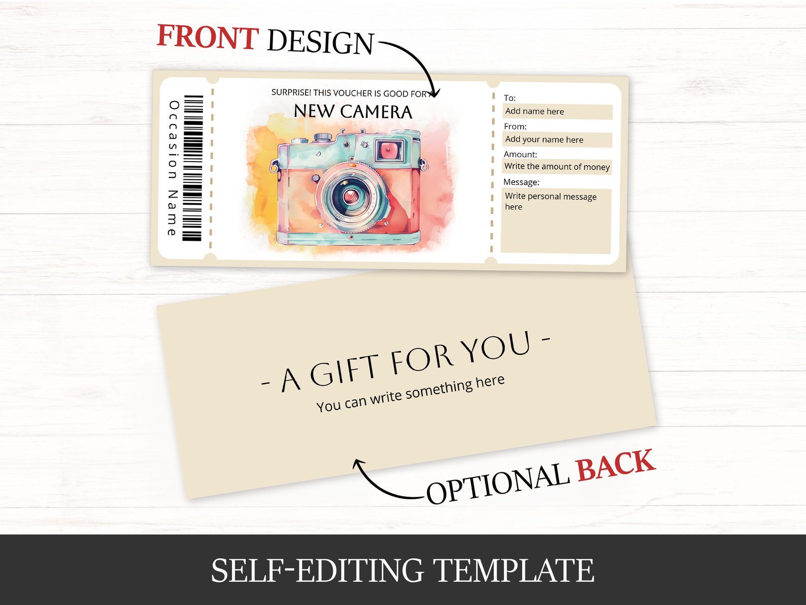 Editable New Camera Gift Certificate Template for Photography Lover ...