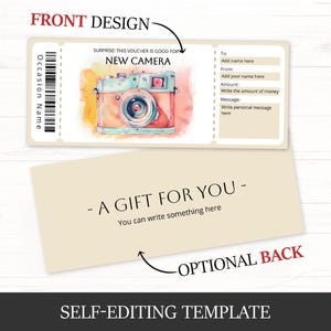 Editable New Camera Gift Certificate Template for Photography Lover ...