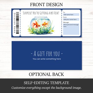 Editable Fish Gift Certificate Template for Fish Lover, Personalized ...